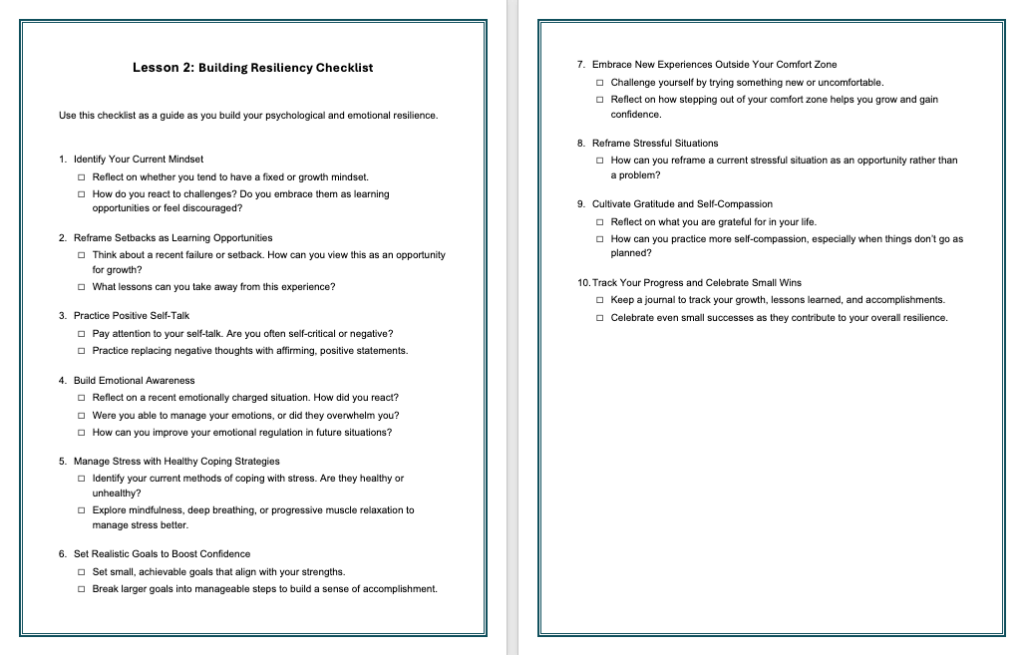 Developing Resilience 4-Part eCourse - EZInspo.com