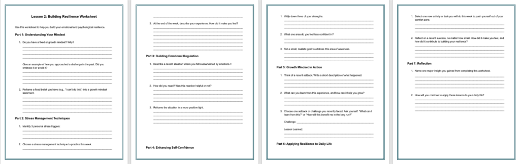 Developing Resilience 4-Part eCourse - EZInspo.com